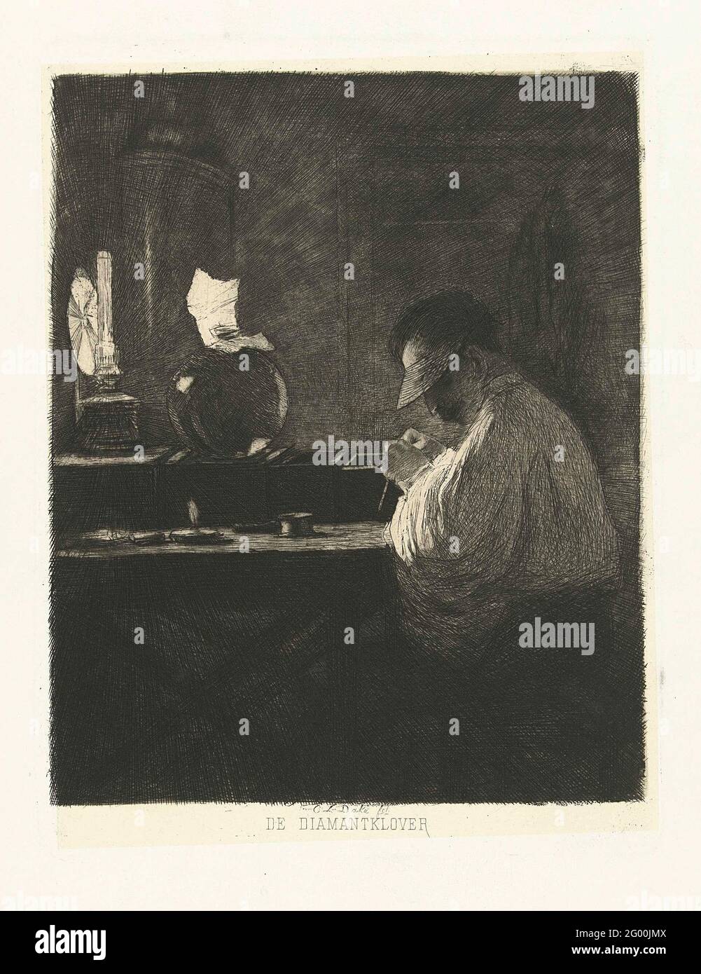 Diamond worker at work in his workplace; The diamond splitter Stock ...