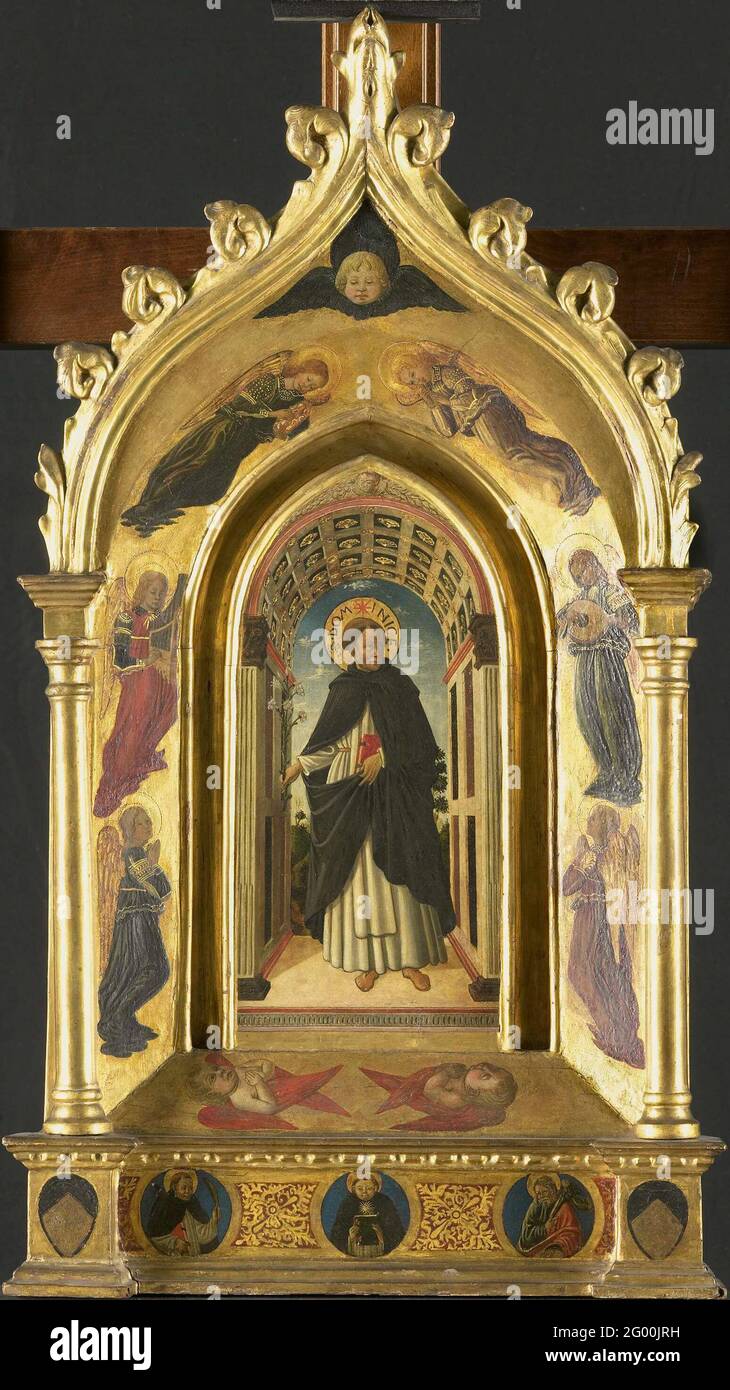 Saint Dominic. The sacred Dominicus, feet in a gate with a lily roof in ...