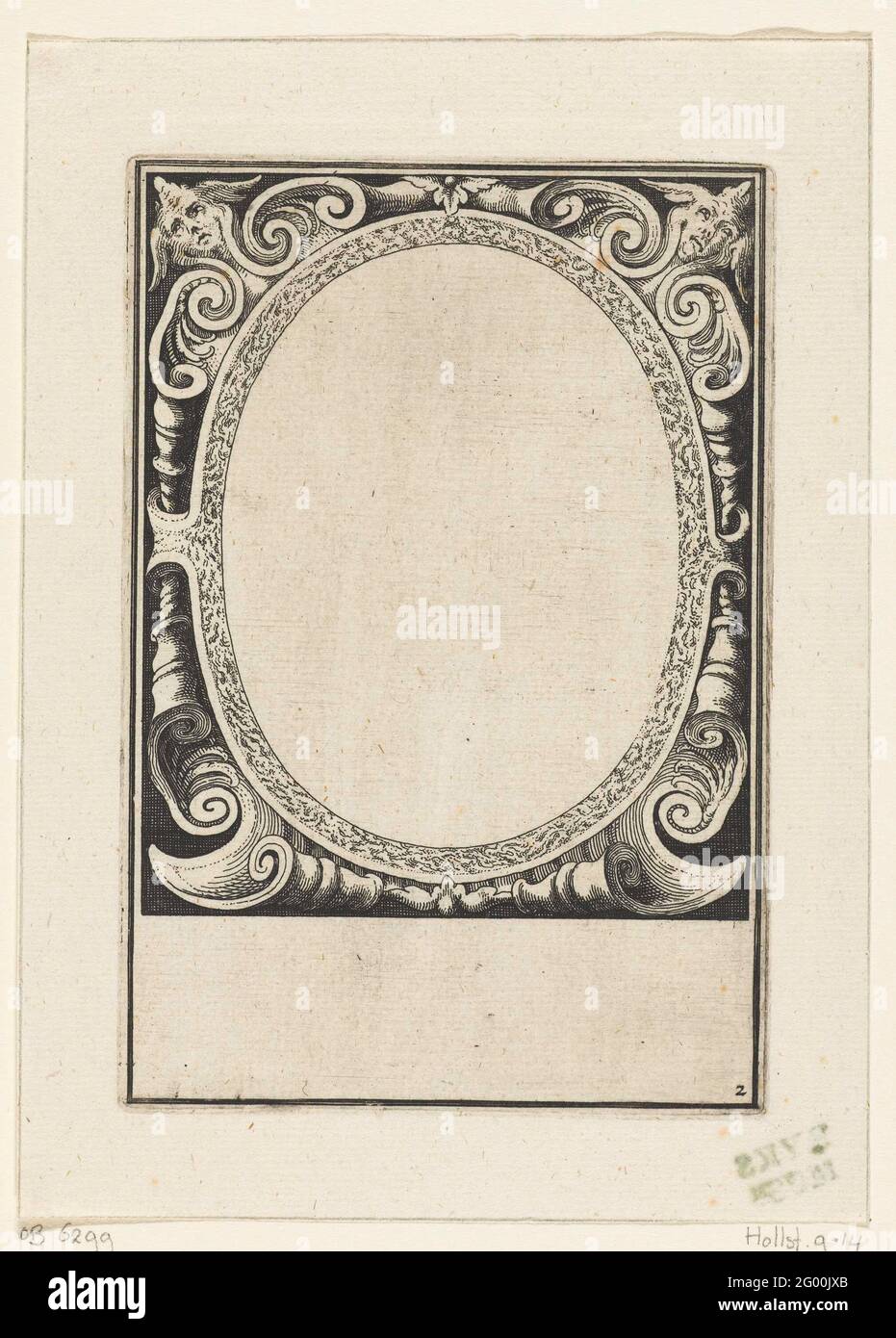 Oval cartouche with two masks; Oval cartouches for a black background ...