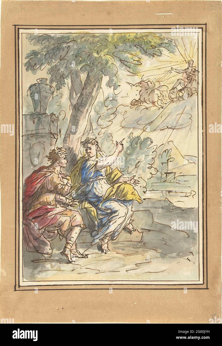 Clymene tells her son Phaëton about his father Apollo. Design for a ...