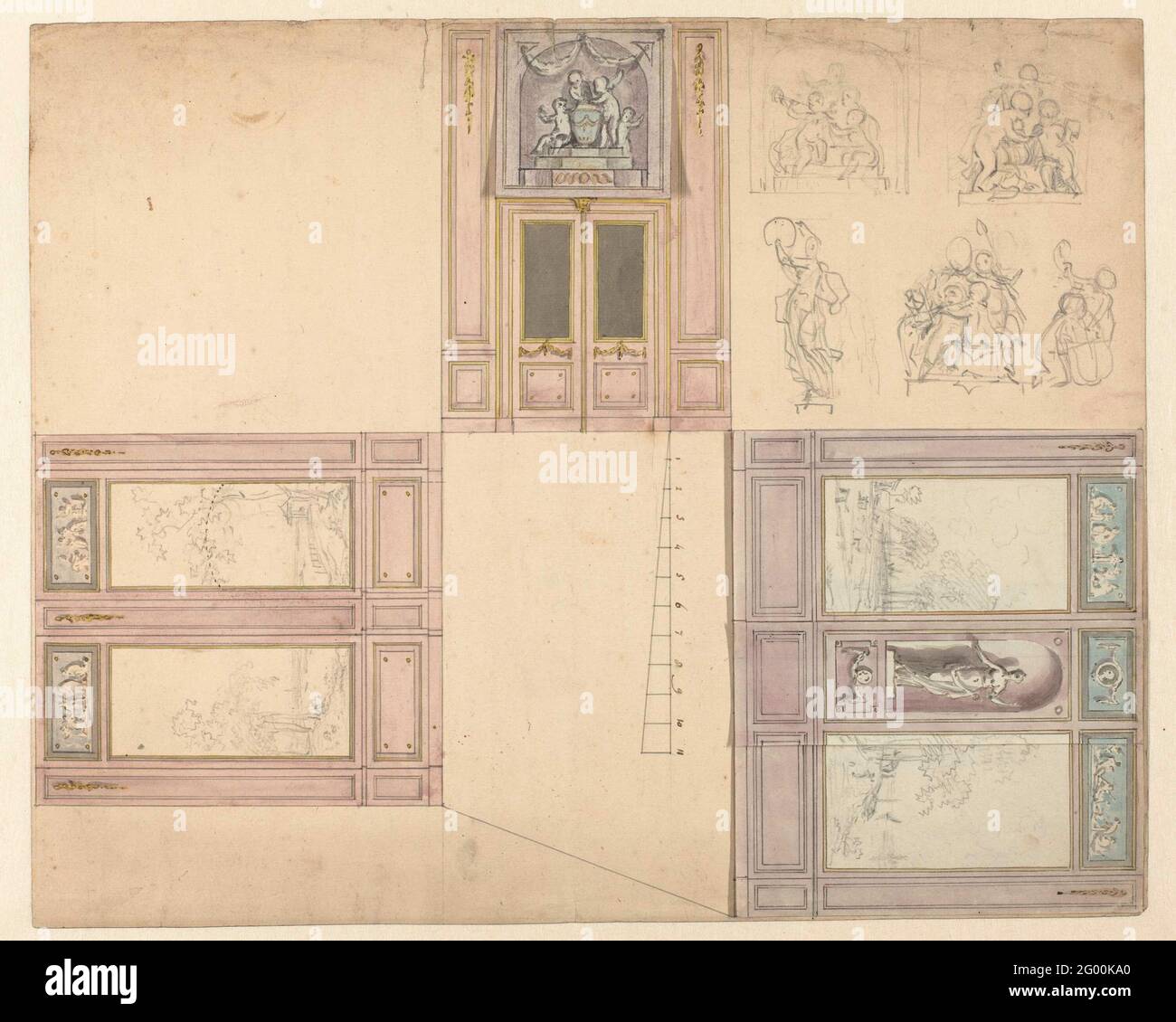 Design for the decoration of three walls of a room. Design for the ...