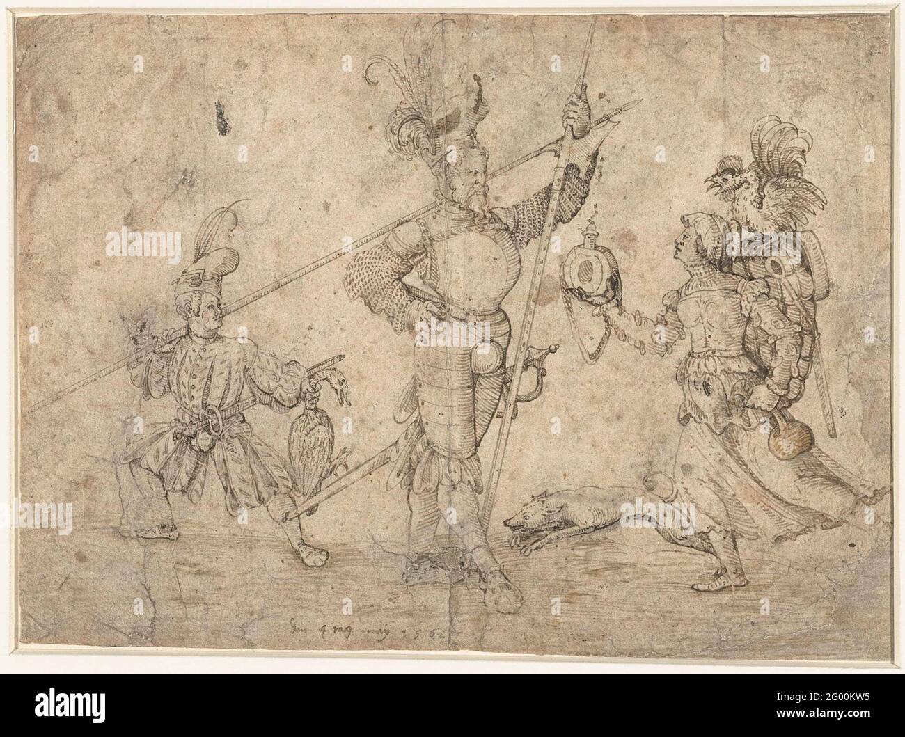 Allegorical performance with halberdier, turknew and woman Stock Photo ...