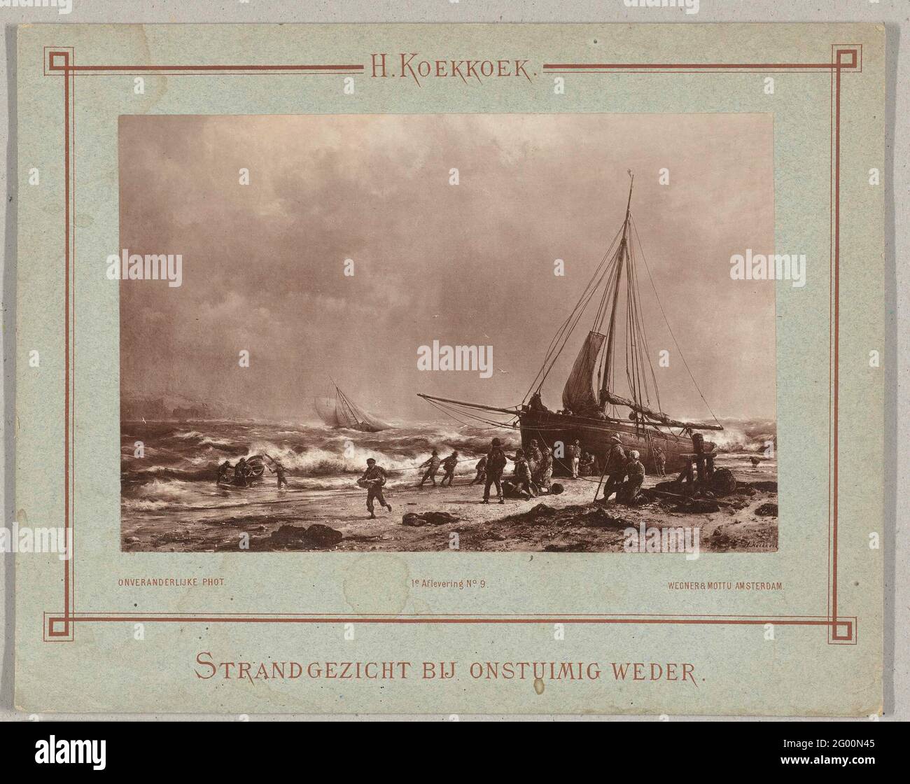 Photo production of a painting by Hermanus Koekkoekr (1815-1882), beach ...