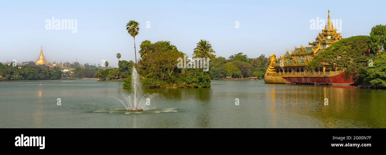 Kandawgyi Lake Panorama, Yangon, Myanmar Stock Photo - Alamy