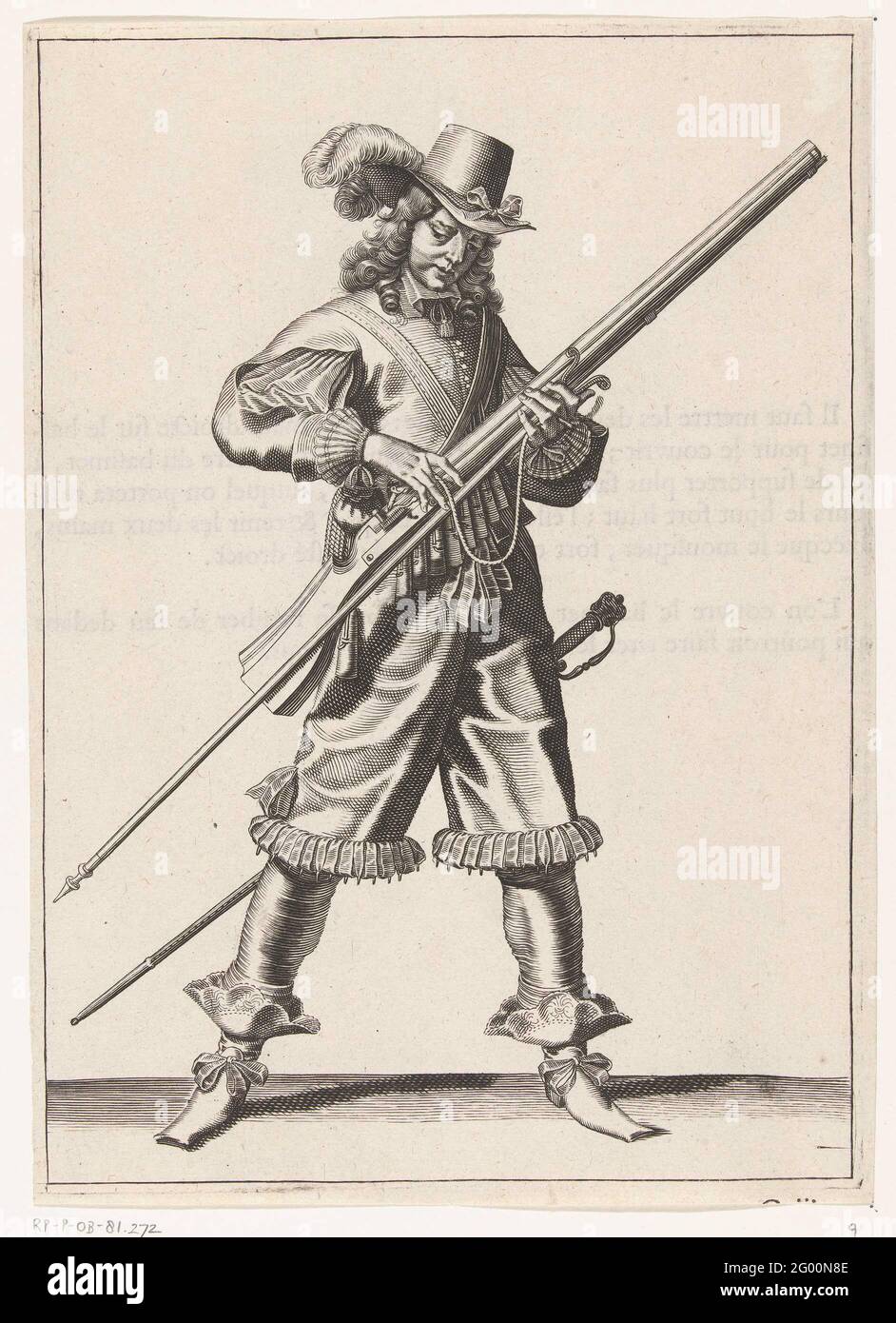 Soldier giving the wick on the rooster of his musket the right place ...