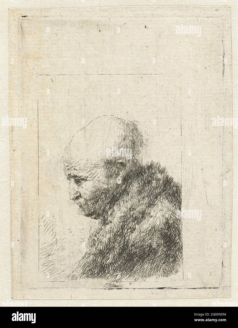 Bald man: profile to the right; Rembrandt's father (?). Mirror-image ...