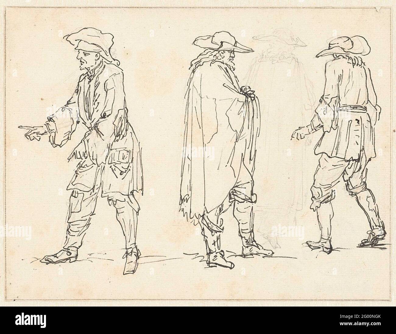 Sketches of three standing men Stock Photo - Alamy