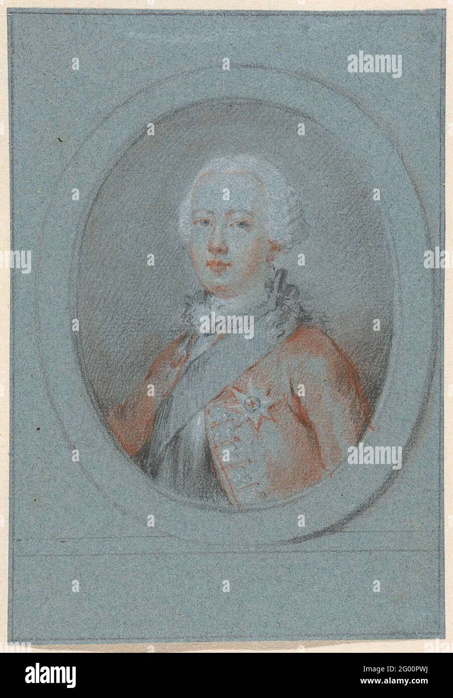 Portrait of a man with sash and knighthood, to the right in oval Stock ...