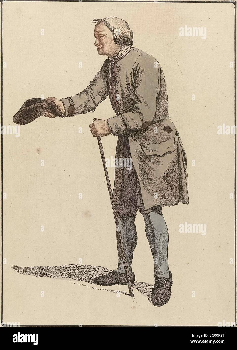 Beggar with hat and stick Stock Photo - Alamy