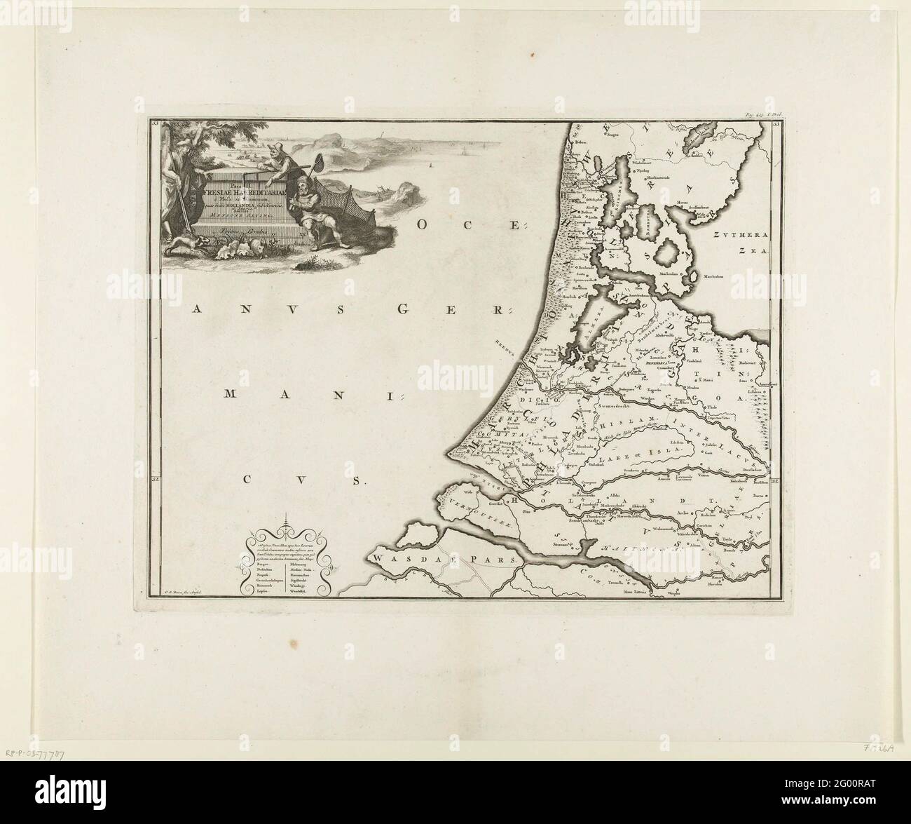 Historical map of the Netherlands with the areas of the Batava and ...