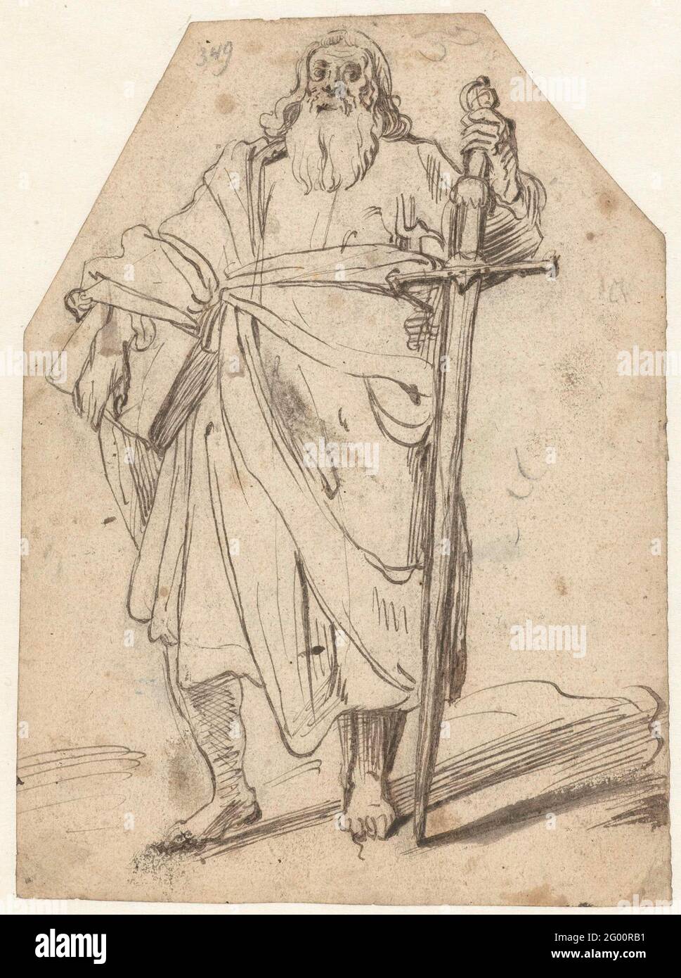 Apostle Paul standing with sword and book Stock Photo - Alamy