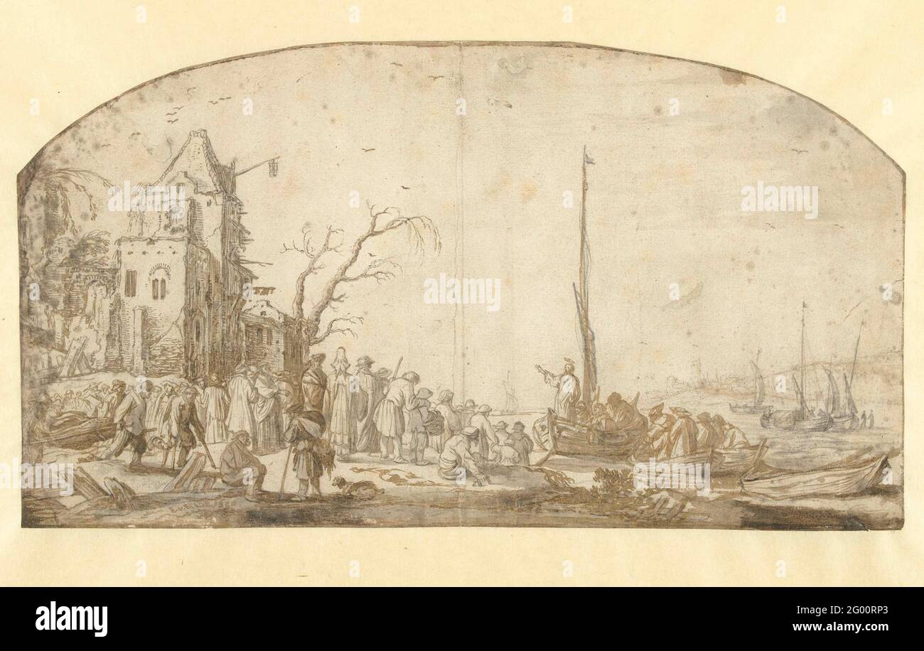 Christ preaching from a boat Stock Photo - Alamy