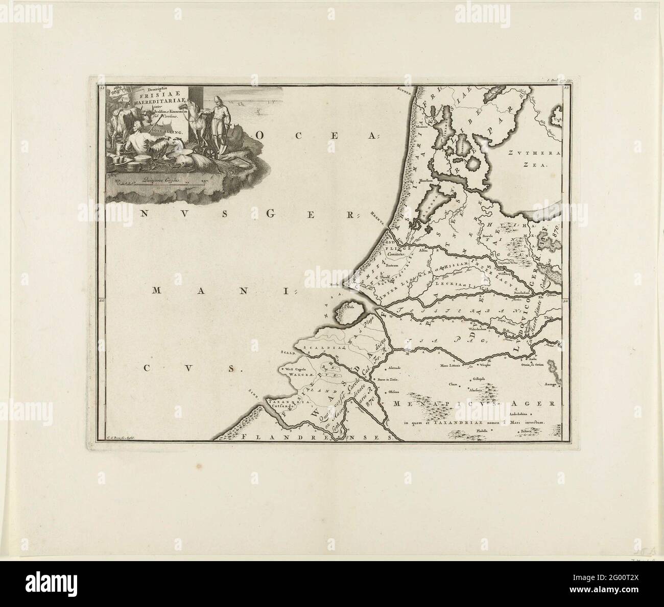Historical map of the Netherlands with the areas of the Batava and ...