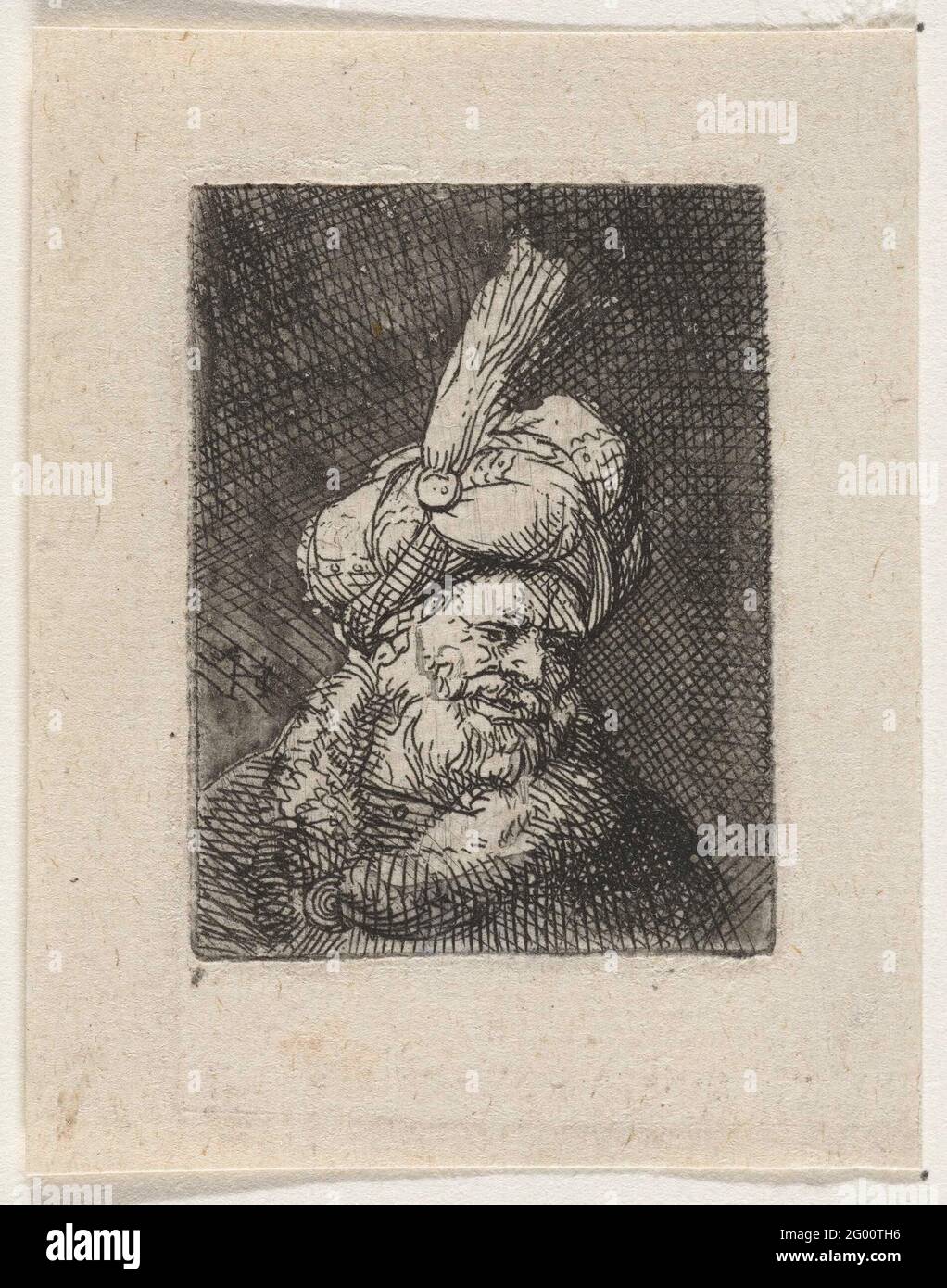 Bust of an oriental man. Bust of a man with a turban with feather Stock ...