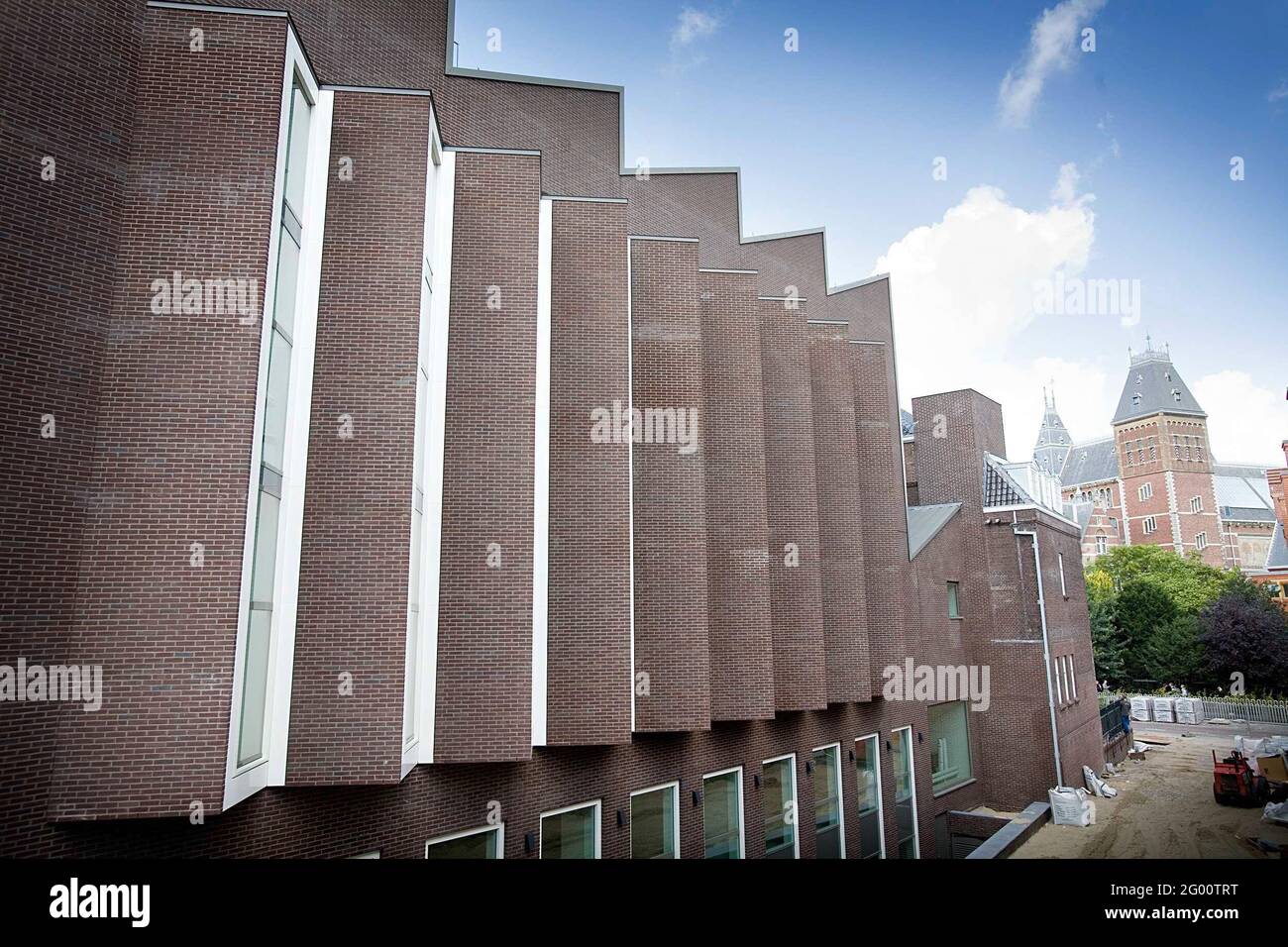 Triangular bay windows seen towards main building; Atelier building ...