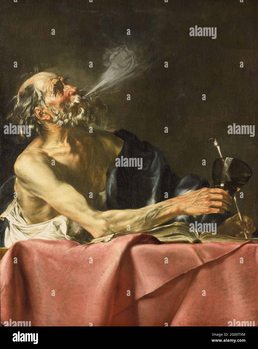 The Smoker. The smoker; Allegory on transience. An old man sitting at a ...