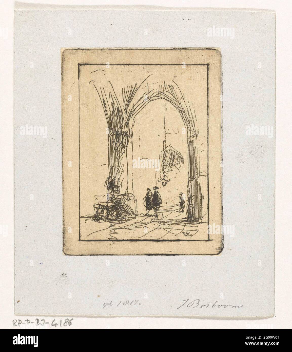 Church interior with three figures Stock Photo - Alamy