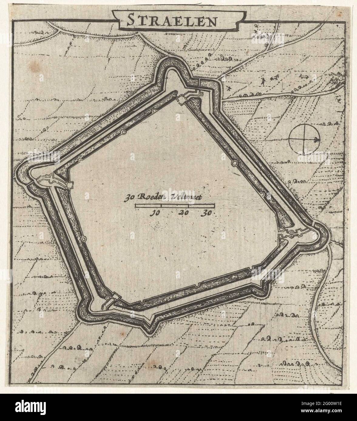 Map Van Straelen, 1631-1632; Straight. Map of Straelen. Part of a group ...