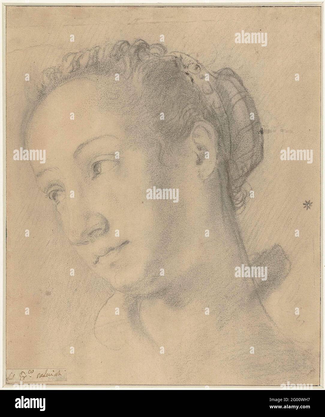 Head of a young woman, three-quarters to the left Stock Photo - Alamy