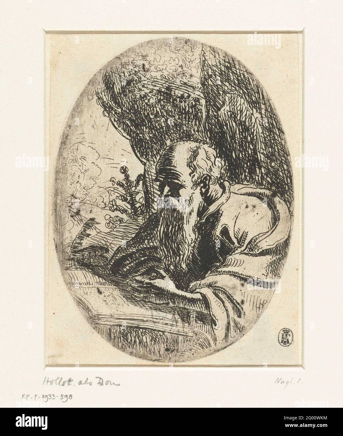 Saint Hieronymus. Landscape with the Holy Hieronymus reading in a book ...