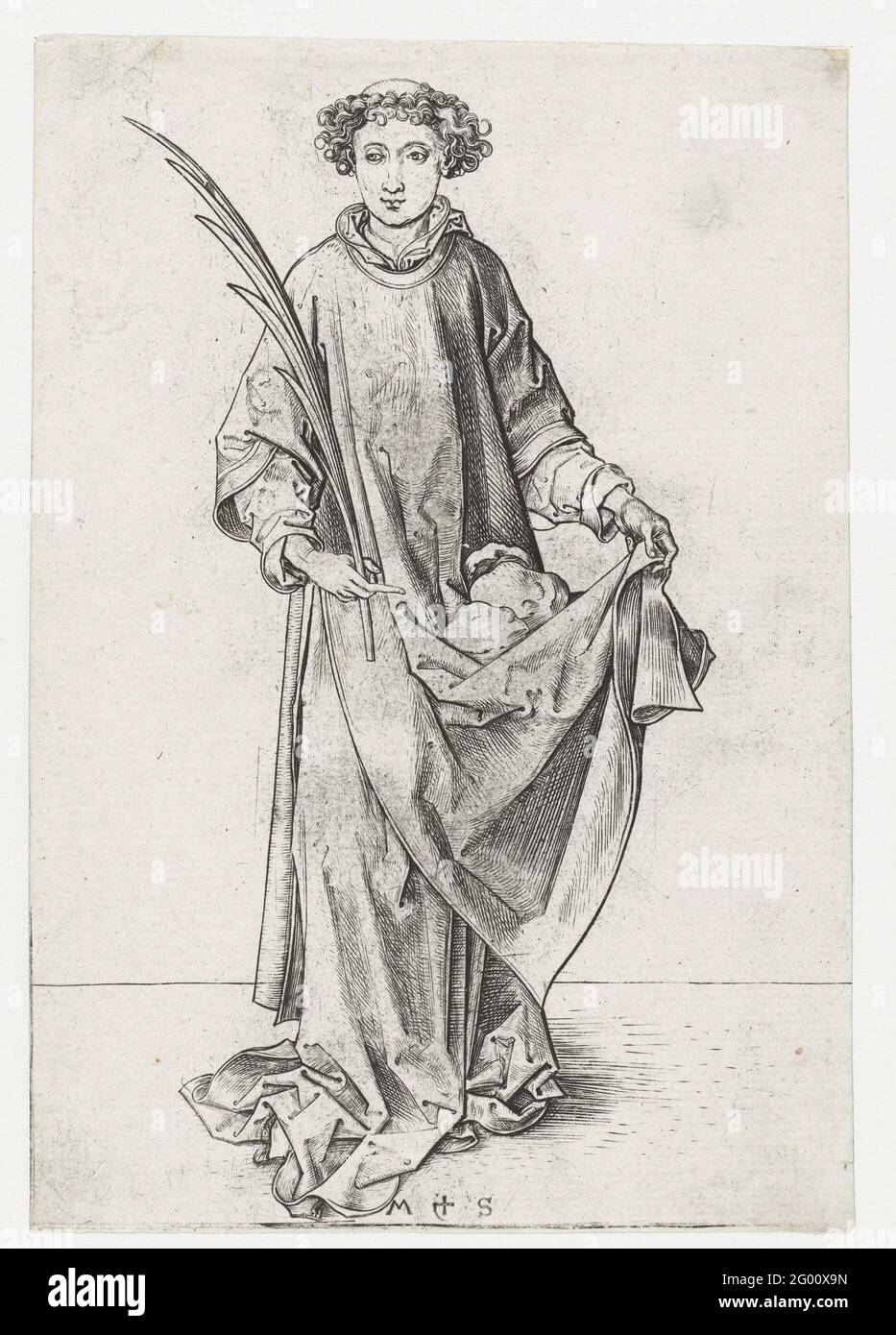 Saint Stefanus. The sacred stefanus, a palm branch in the right hand ...