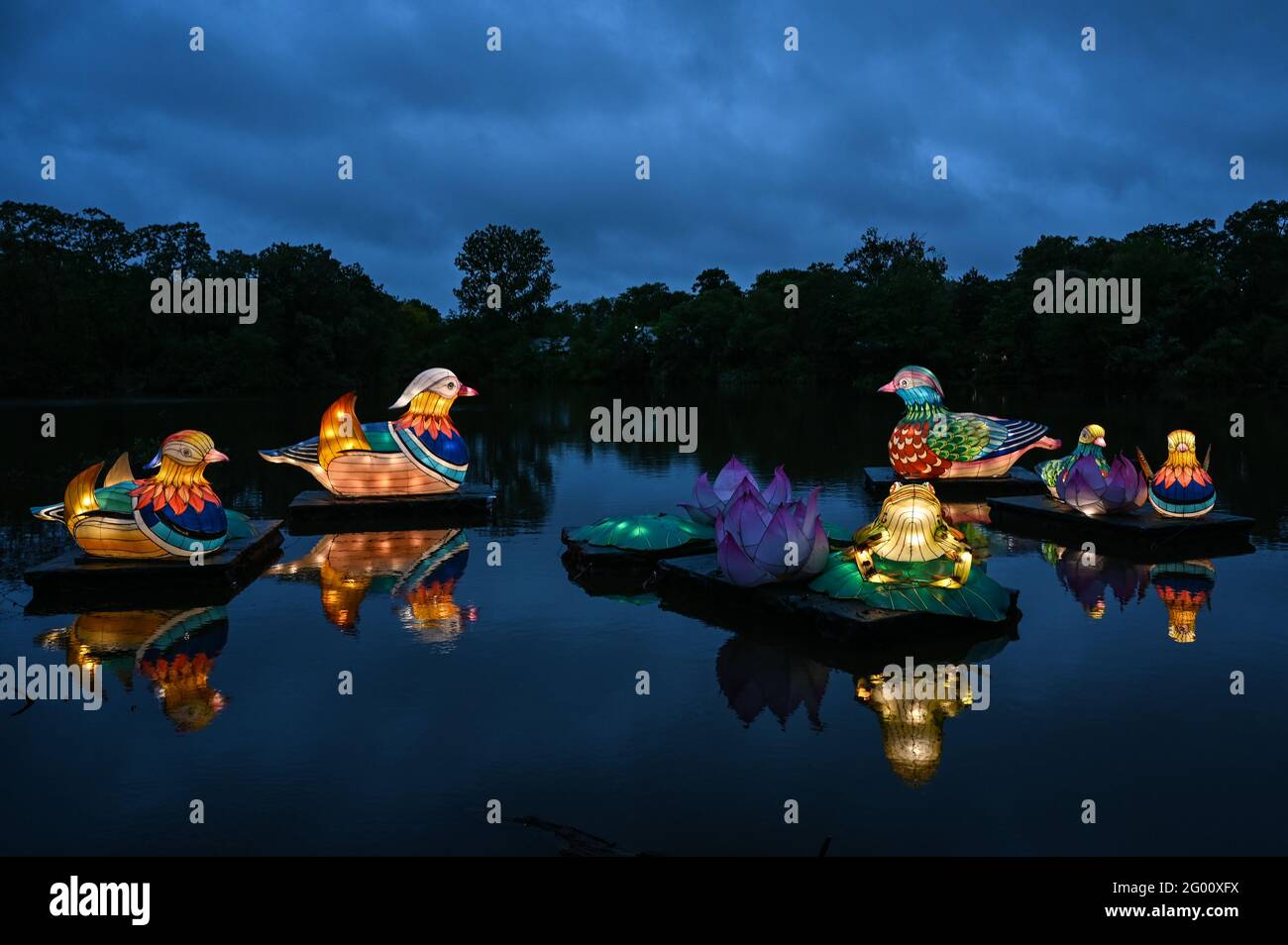 Providence, USA. 30th May, 2021. The bird and frog lantern display at ...