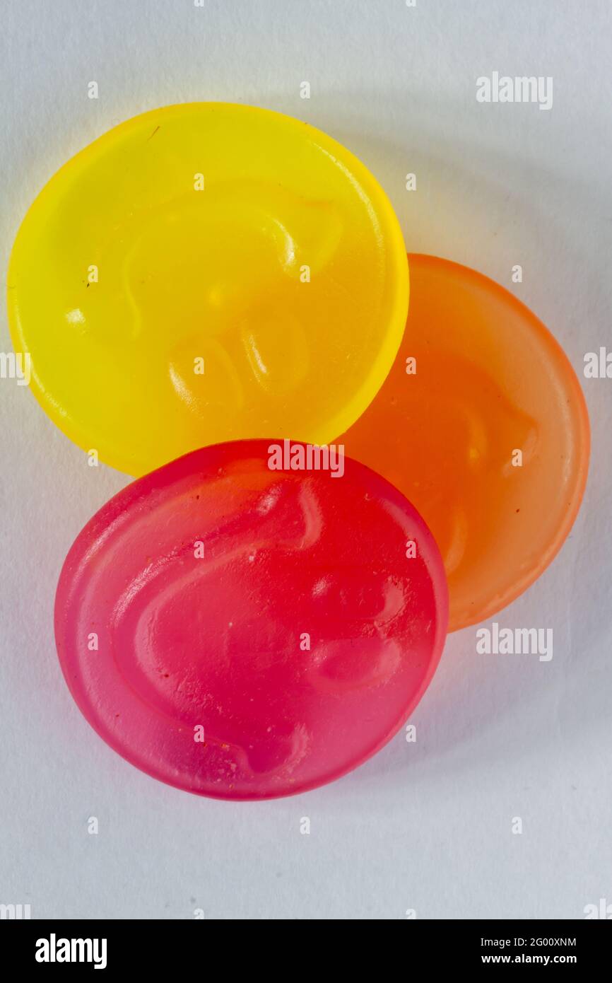Colorful smiley gummy candies isolated on a white background Stock ...