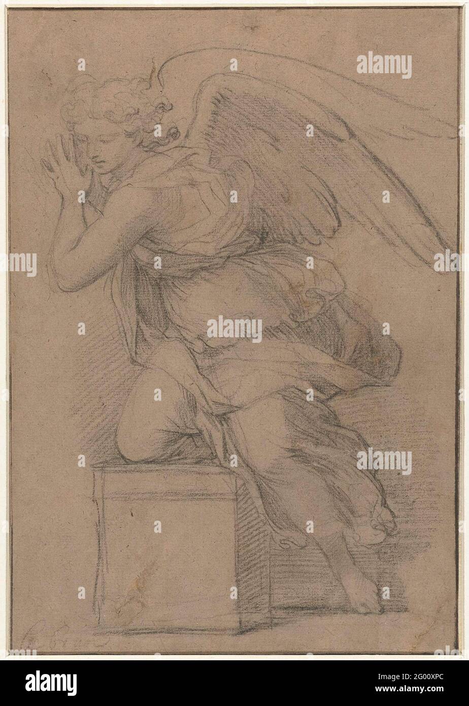 Angel in worship. Angel in worship, with the right knee on a base Stock ...