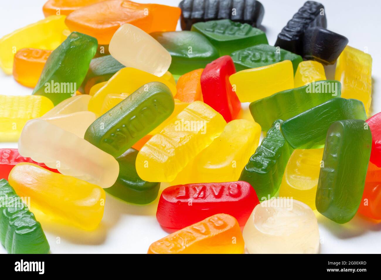 Colorful wine gummy candies isolated on a white background Stock Photo ...