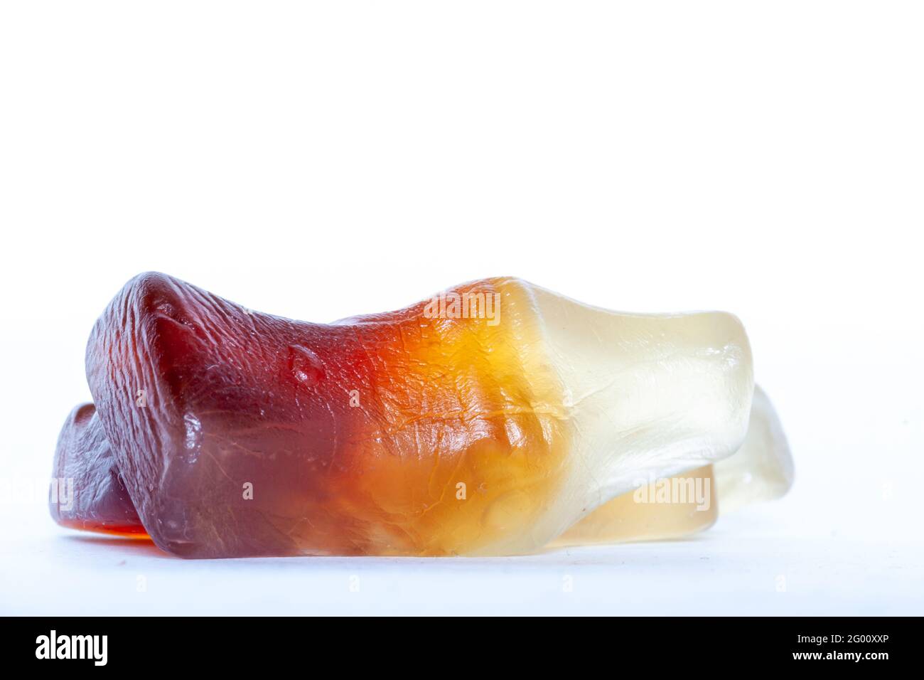 Colorful cola bottle gummy candies isolated on a white background Stock ...