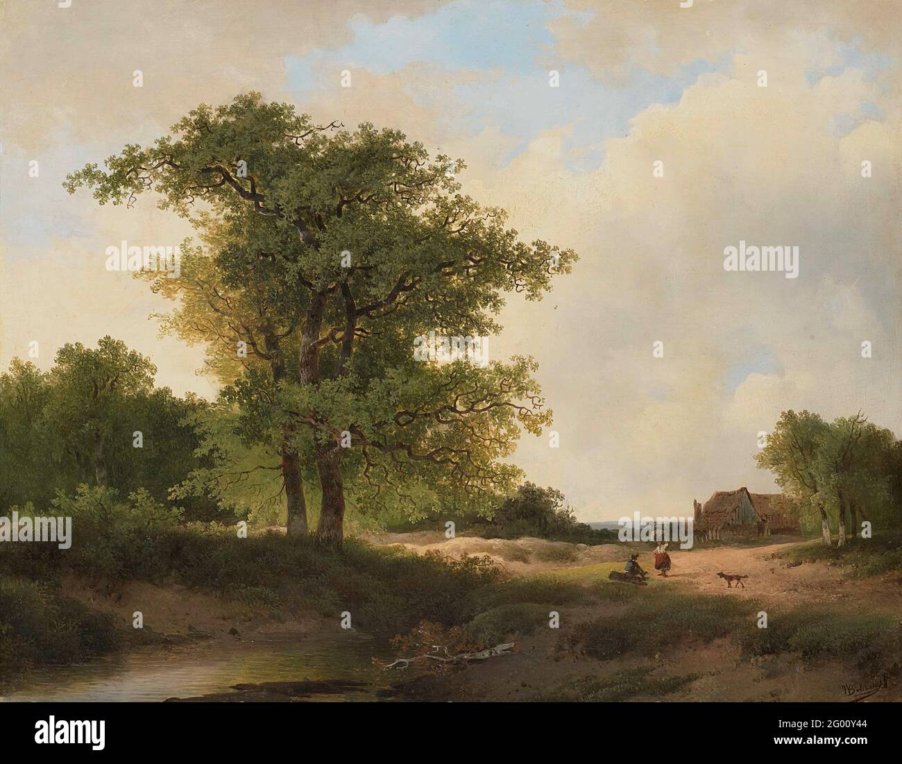 Landscape with Farmstead. Landscape with a farmhouse. In the middle two ...