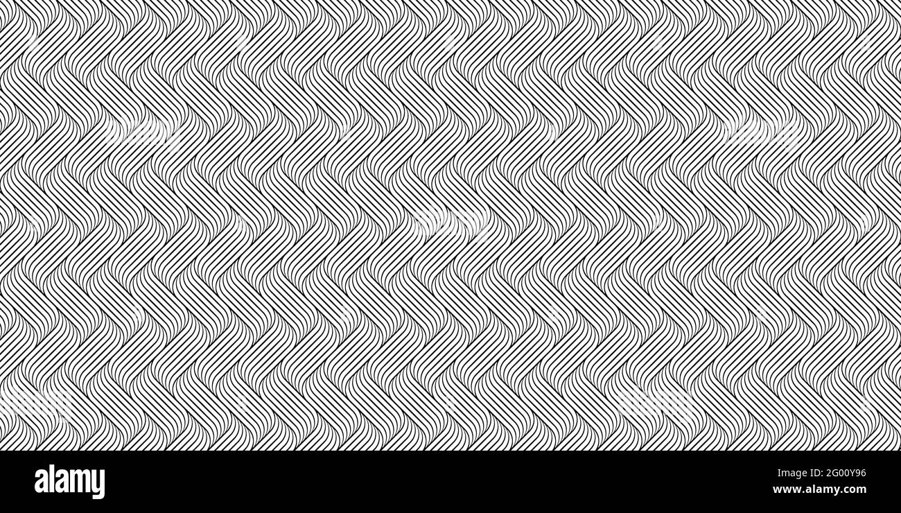 Abstract geometric linear wave pattern. Black and white background ...