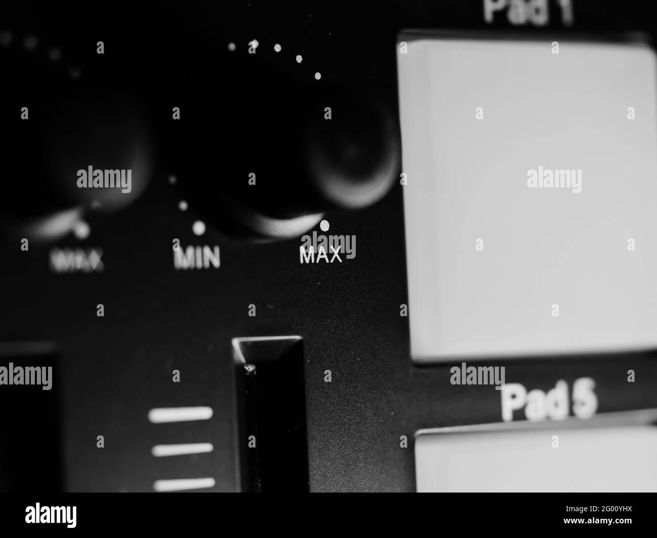 Closeup shot of music equalizer equipment on a keyboard Stock Photo - Alamy