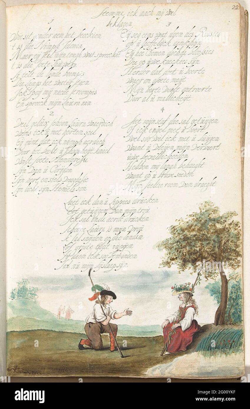 Shepherd kneeling for a shepherdess. Coridon kneeling for the ...