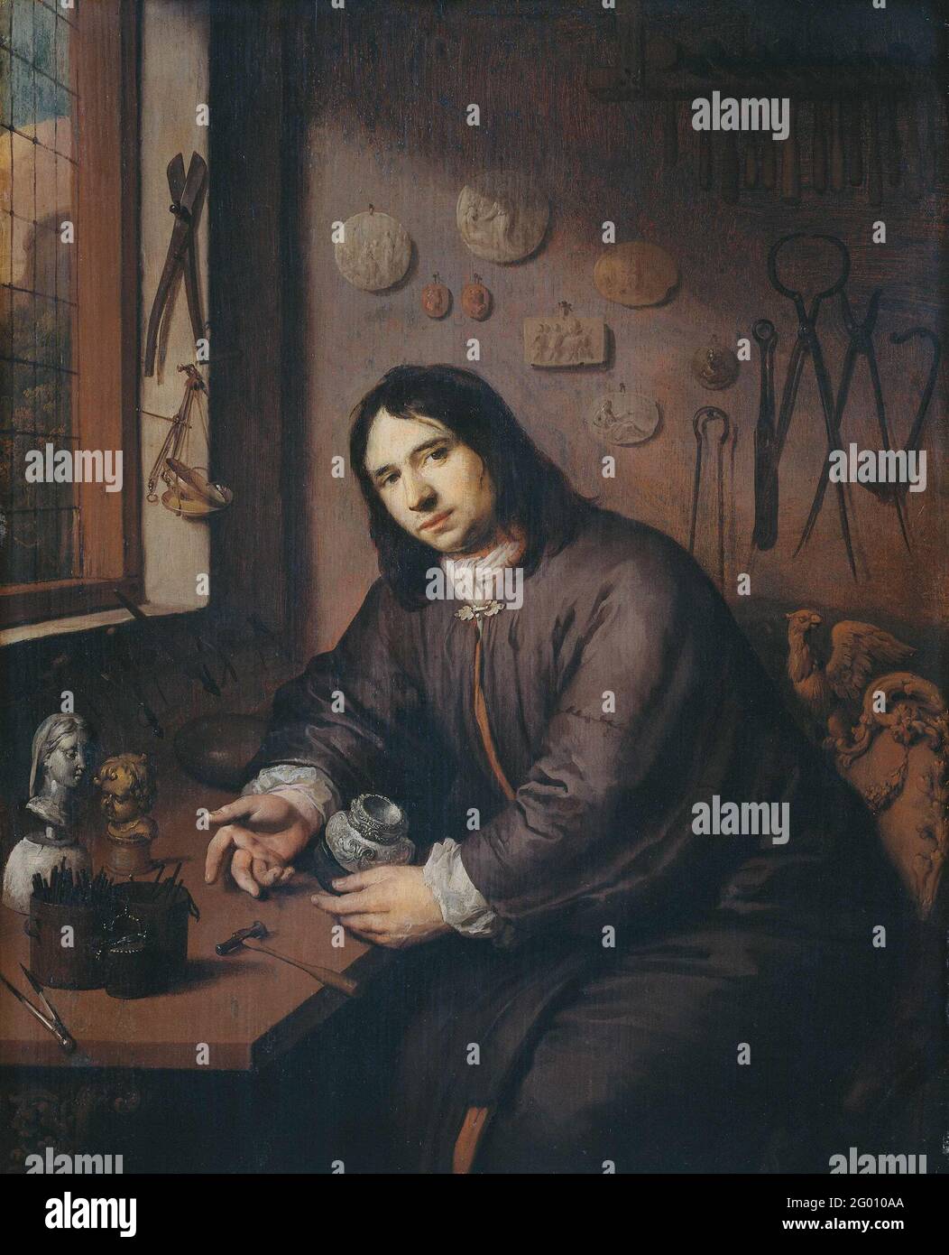 Portrait of a Goldsmith. Portrait of a goldsmith, sitting in his ...