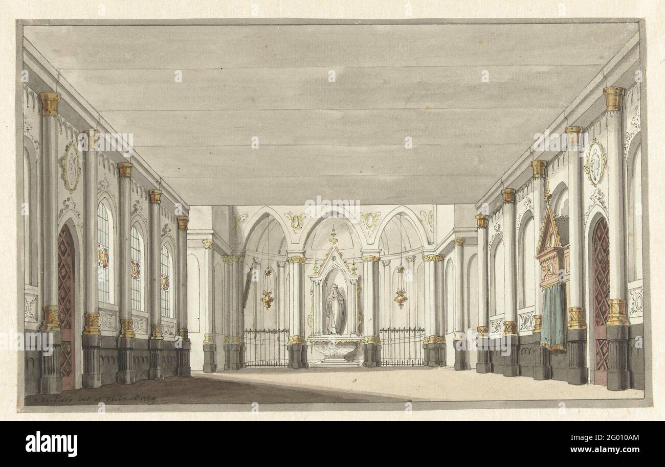 Design for a stage decor of a church interior Stock Photo - Alamy