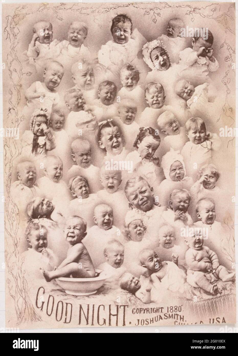 Composition portrait of crying babies. 'Good night' Stock Photo - Alamy