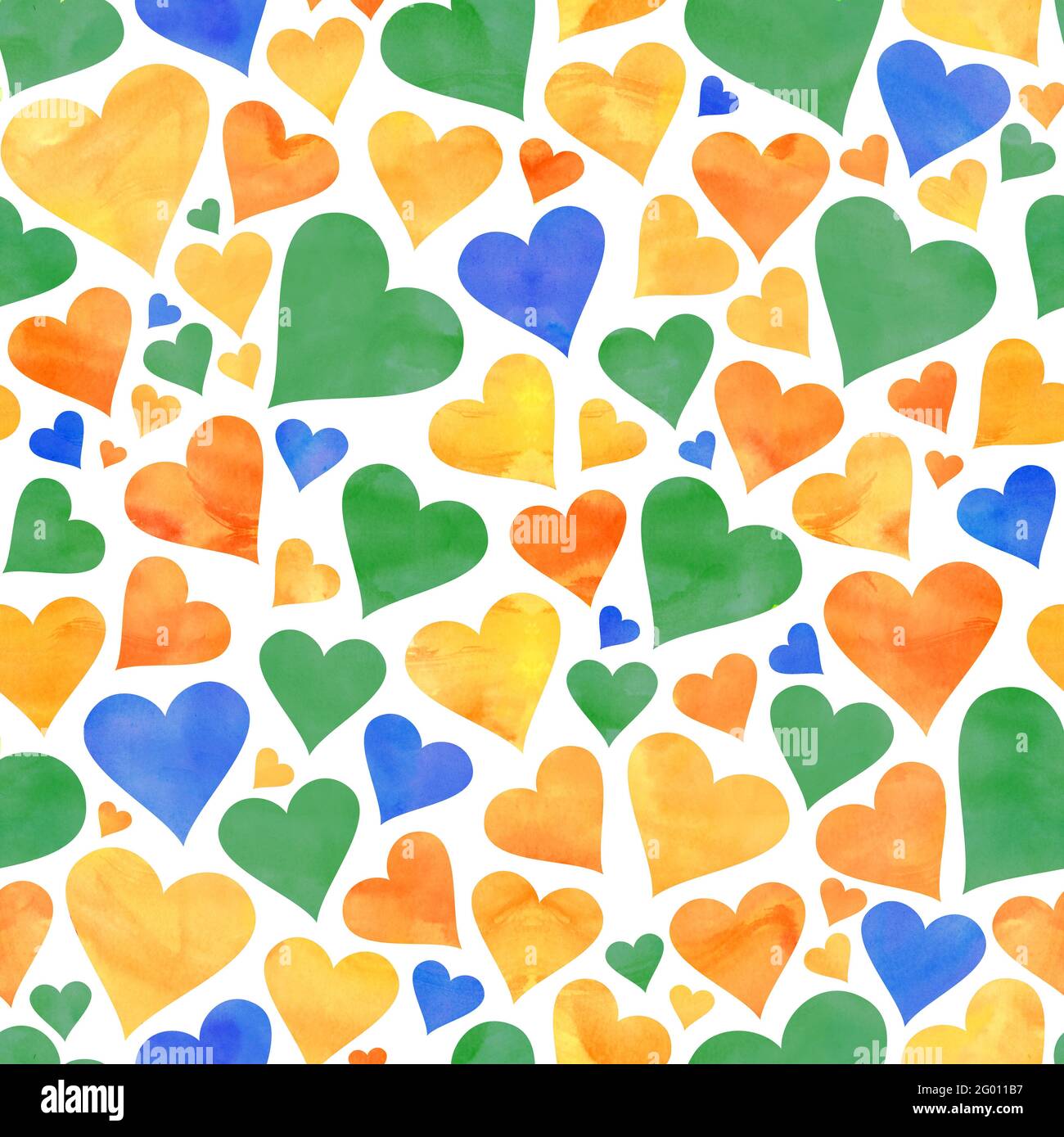 Multi-Colored Watercolor Heart Pattern on a White Background Stock ...