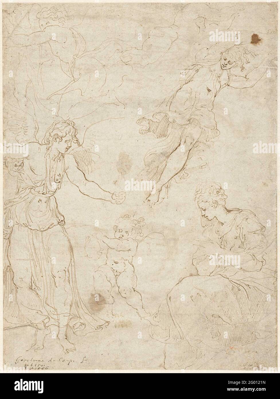 Annunciation to Maria and floating angel figures Stock Photo - Alamy