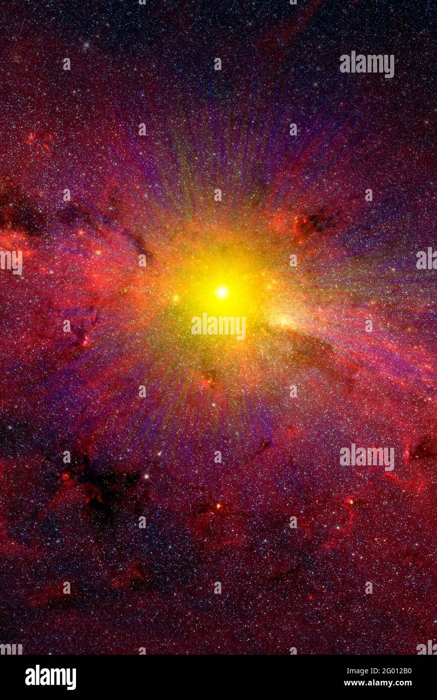 Yellowish exploding star or supernova in space Stock Photo - Alamy