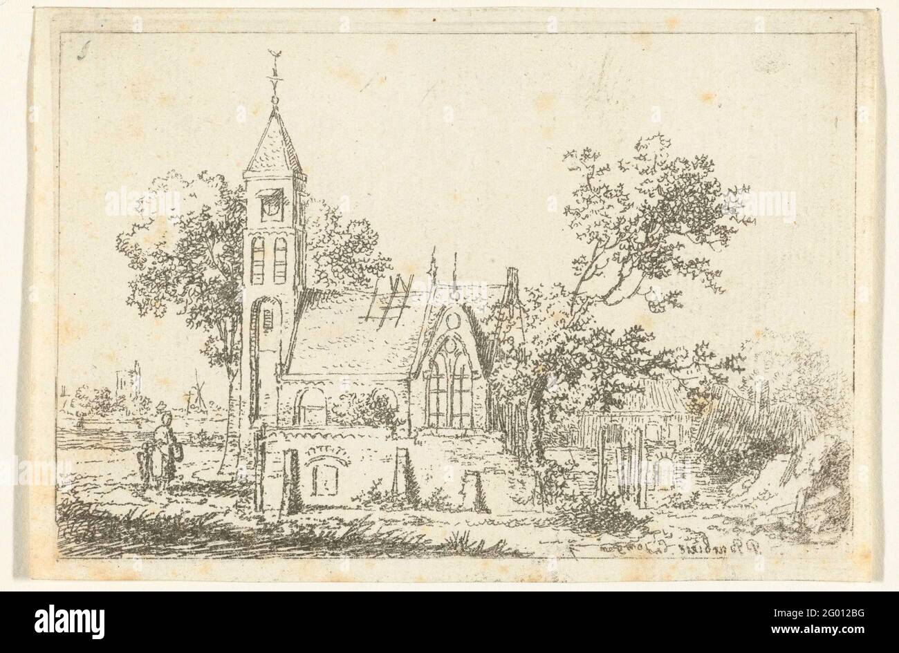 Landscape with church Stock Photo - Alamy