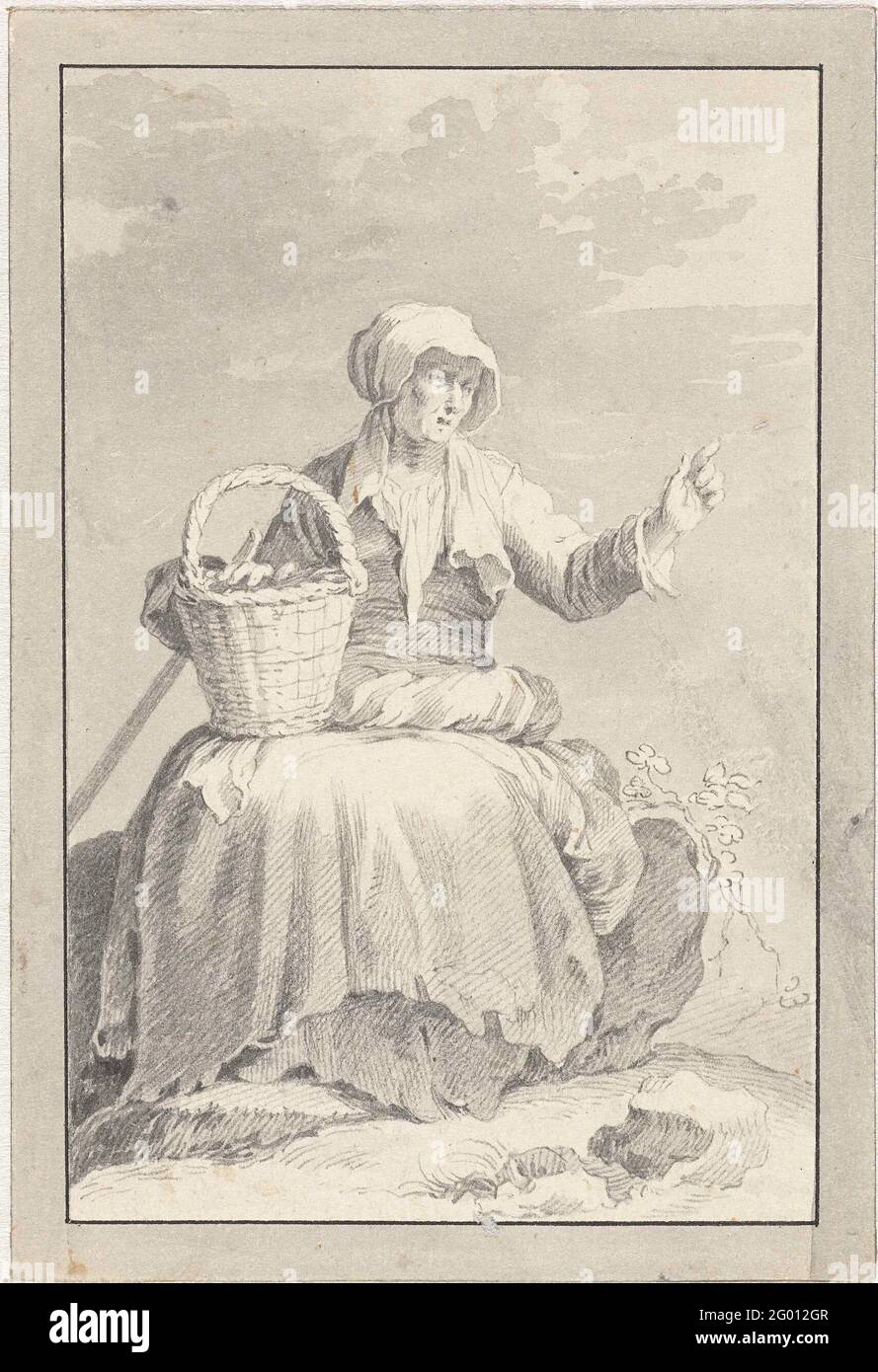 Sitting old woman with hand raised. Sitting old woman with raised left ...