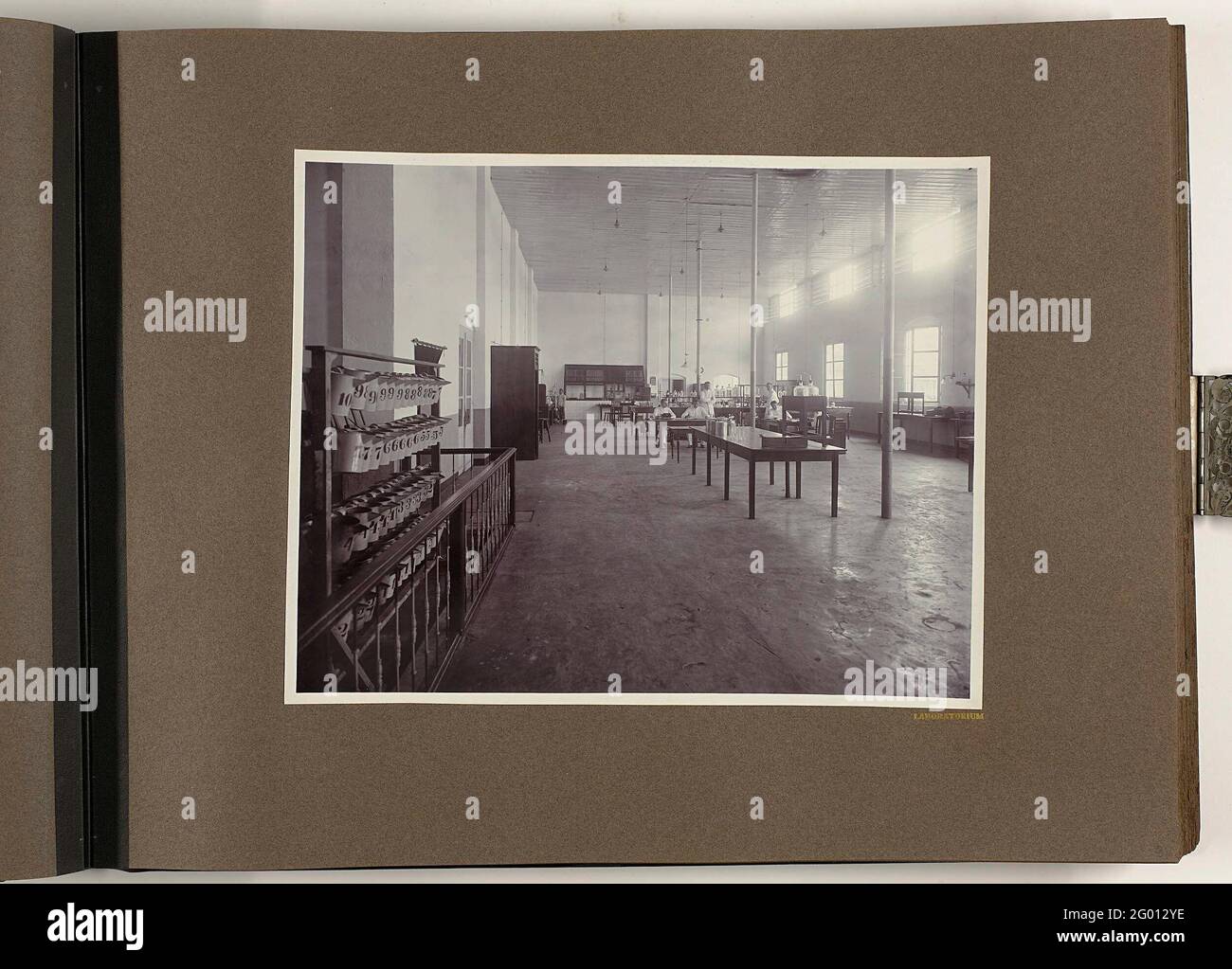 Laboratory. Laboratory in the sugar factory. Behind tables Employees in ...