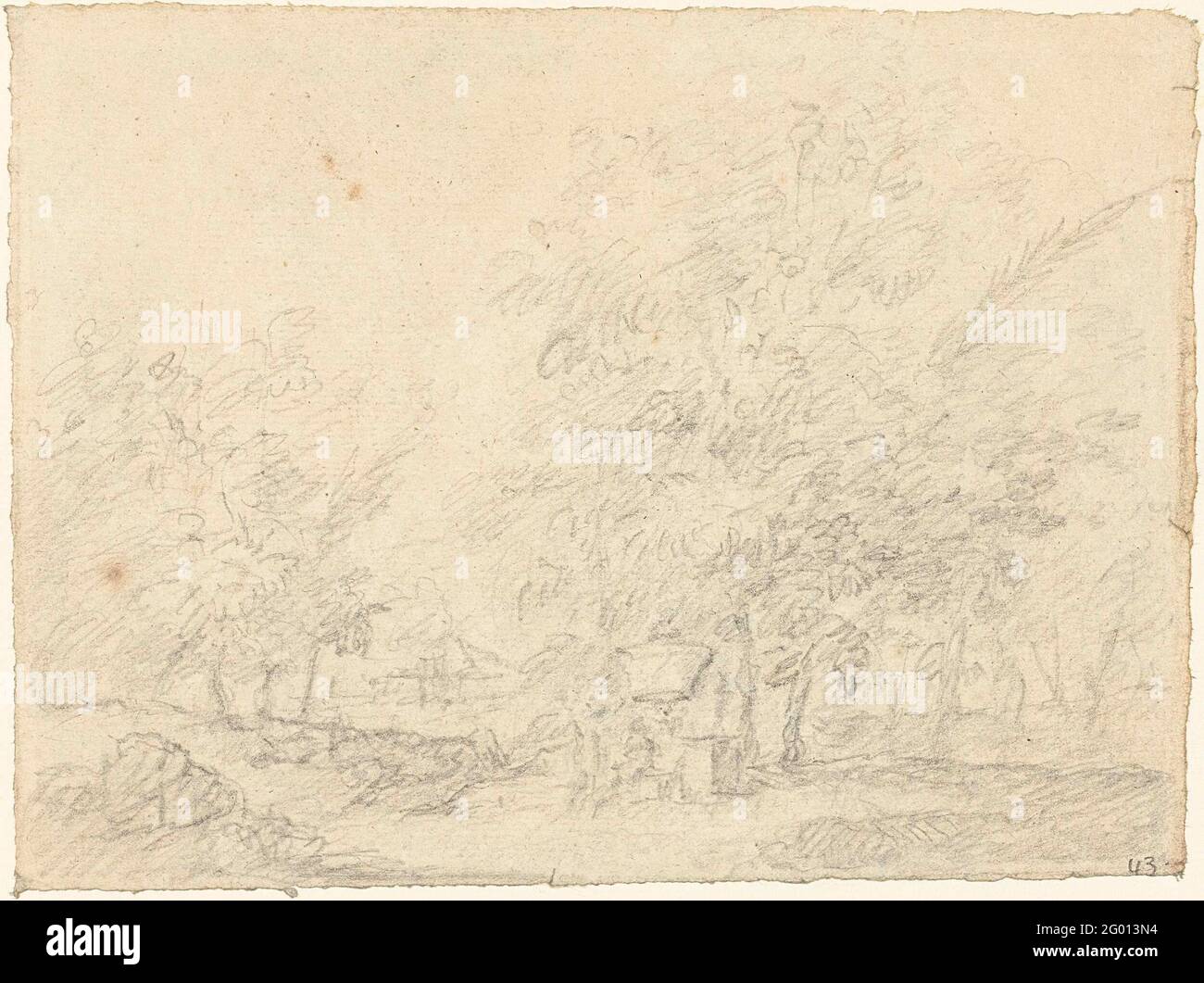 Landscape with monument. Design for a painting Stock Photo - Alamy