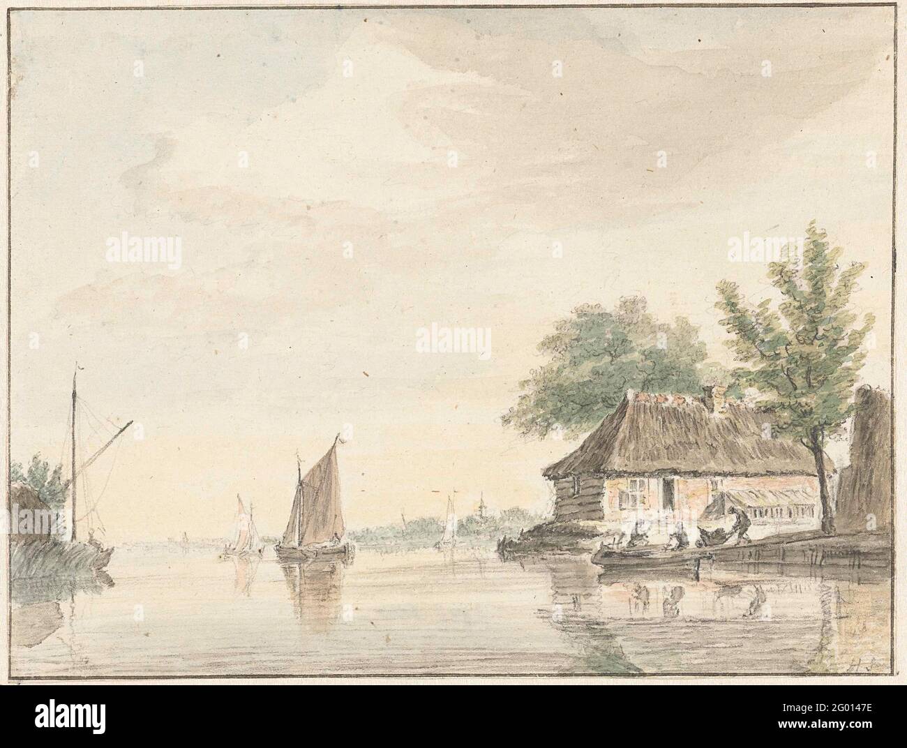 River landscape with sailing boats Stock Photo - Alamy