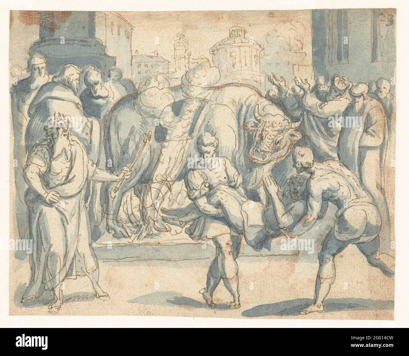 Tiran Phalaris gives the command to burn Perillus in the bronze bull ...