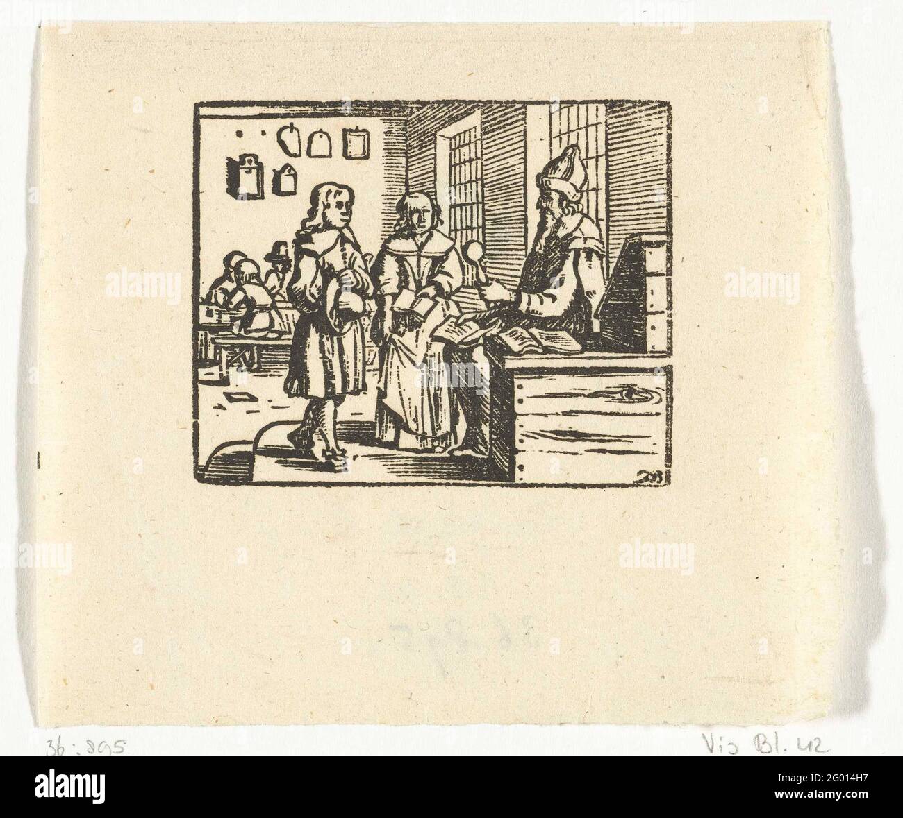 Schoolmaster. A schoolmaster is at his table and heard the student and ...