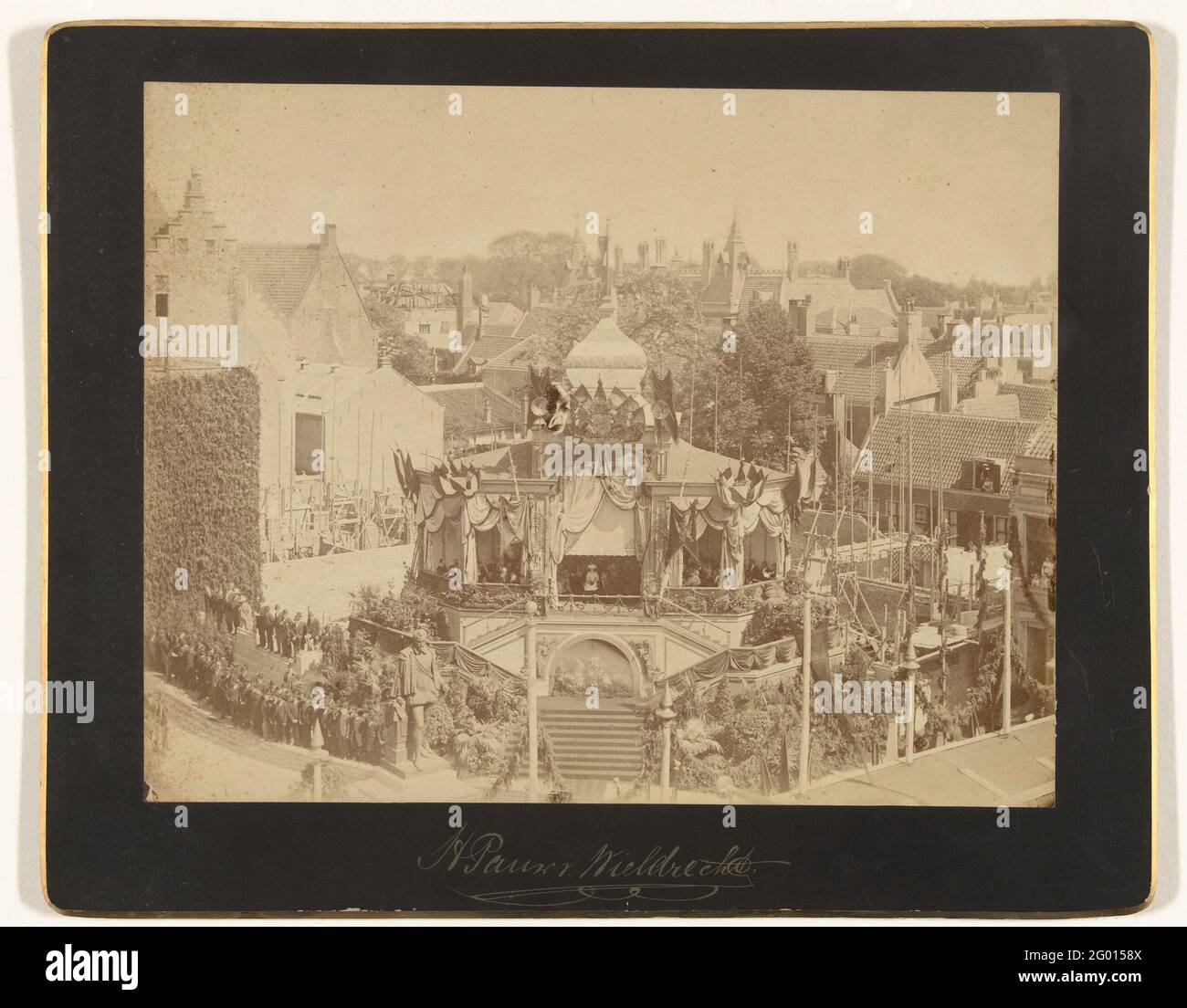 View of an exhibition area or city with former Dutch houses, with ...