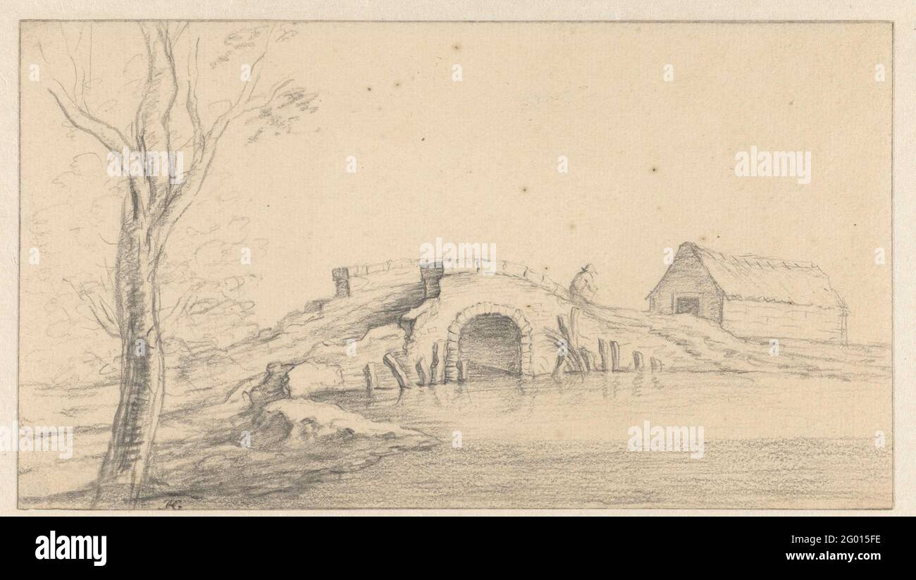 Landscape with ruined stone bridge Stock Photo - Alamy