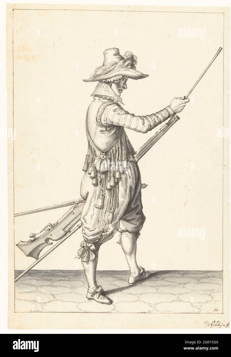 Soldier shifting his loading stick in the holder under the course of ...